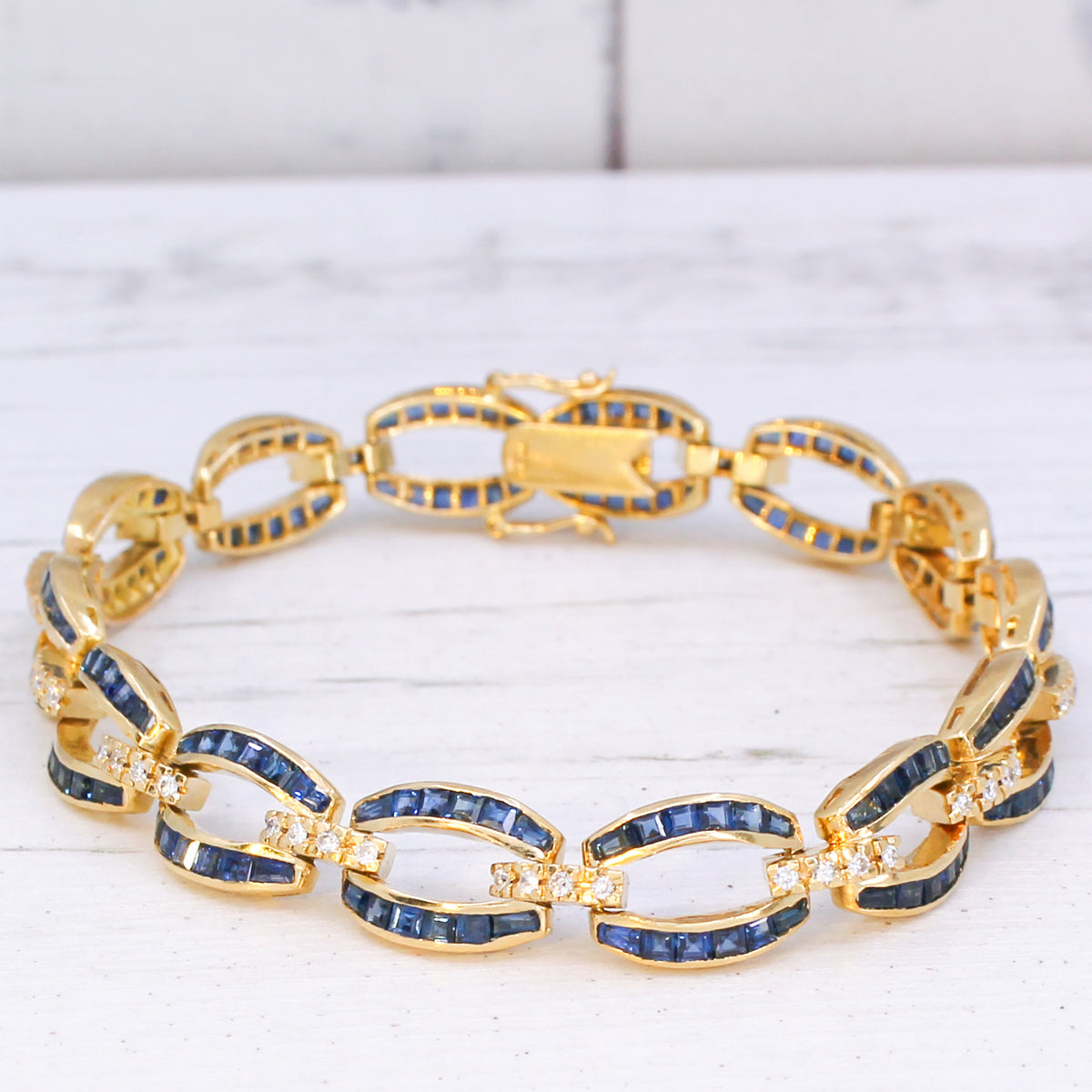 Vintage 9.30 Carat Natural Sapphire & Diamond Bracelet, circa 1960
